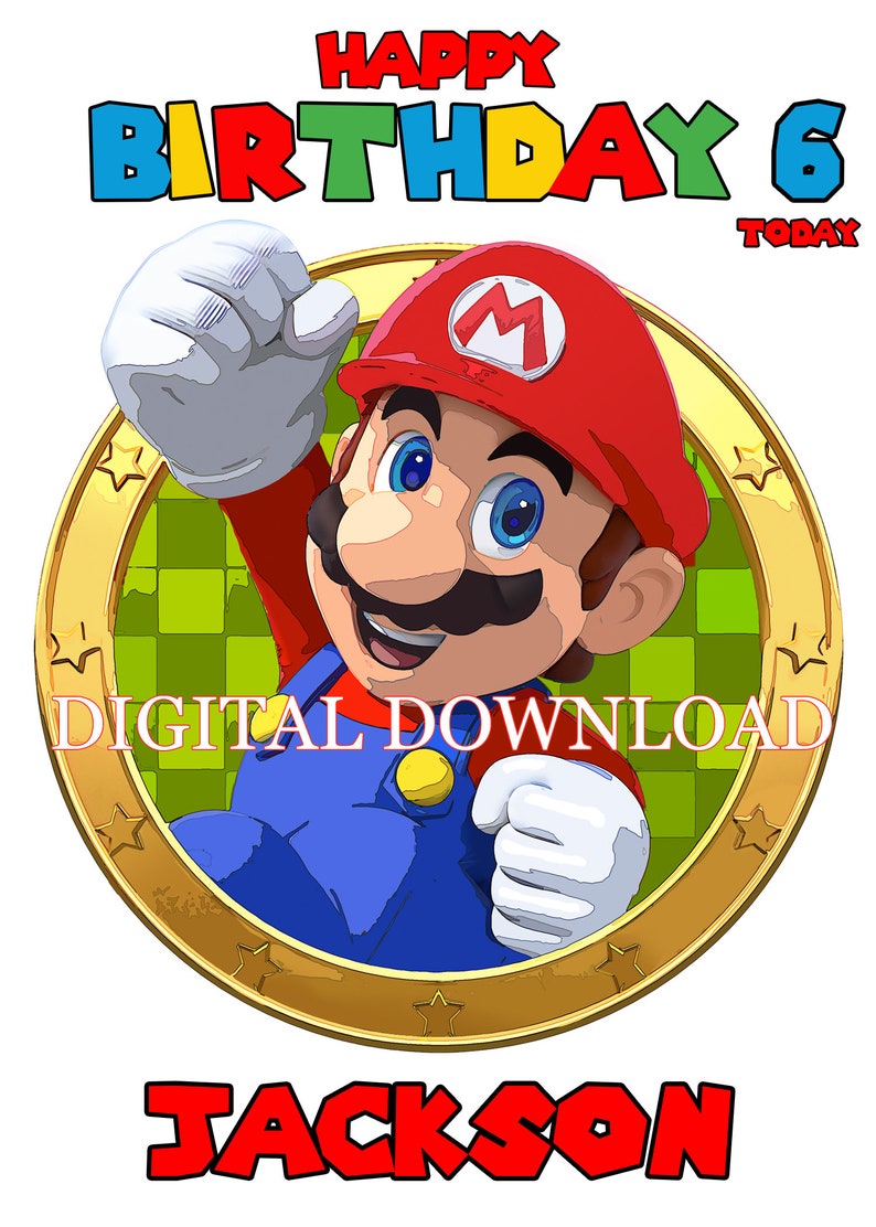 Personalized SUPER MARIO Birthday Card, Nephew, Any Age, Boys Card ...