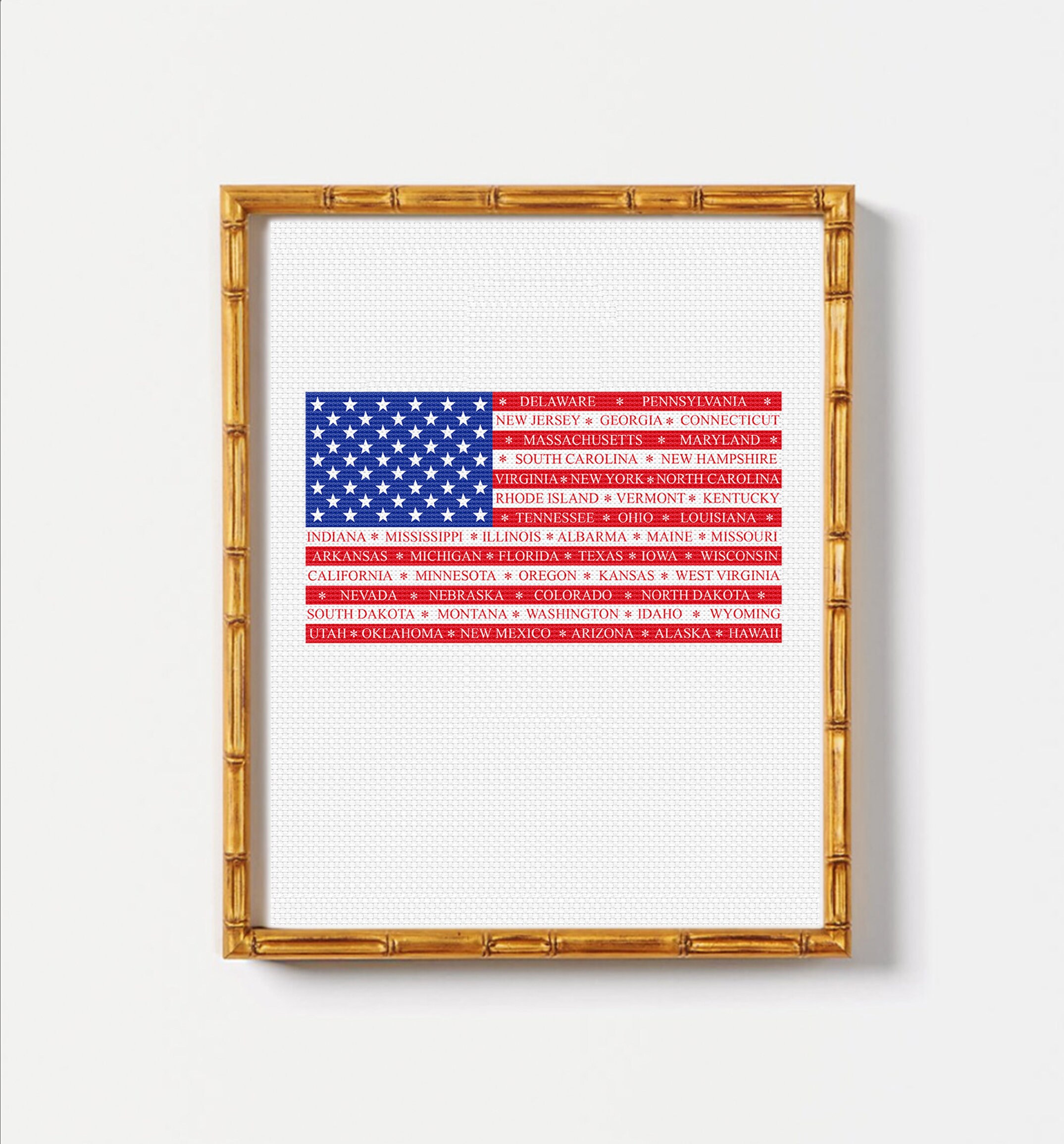 One Nation American Flag,cross Stitch Design Pattern,patriotic Flag ...