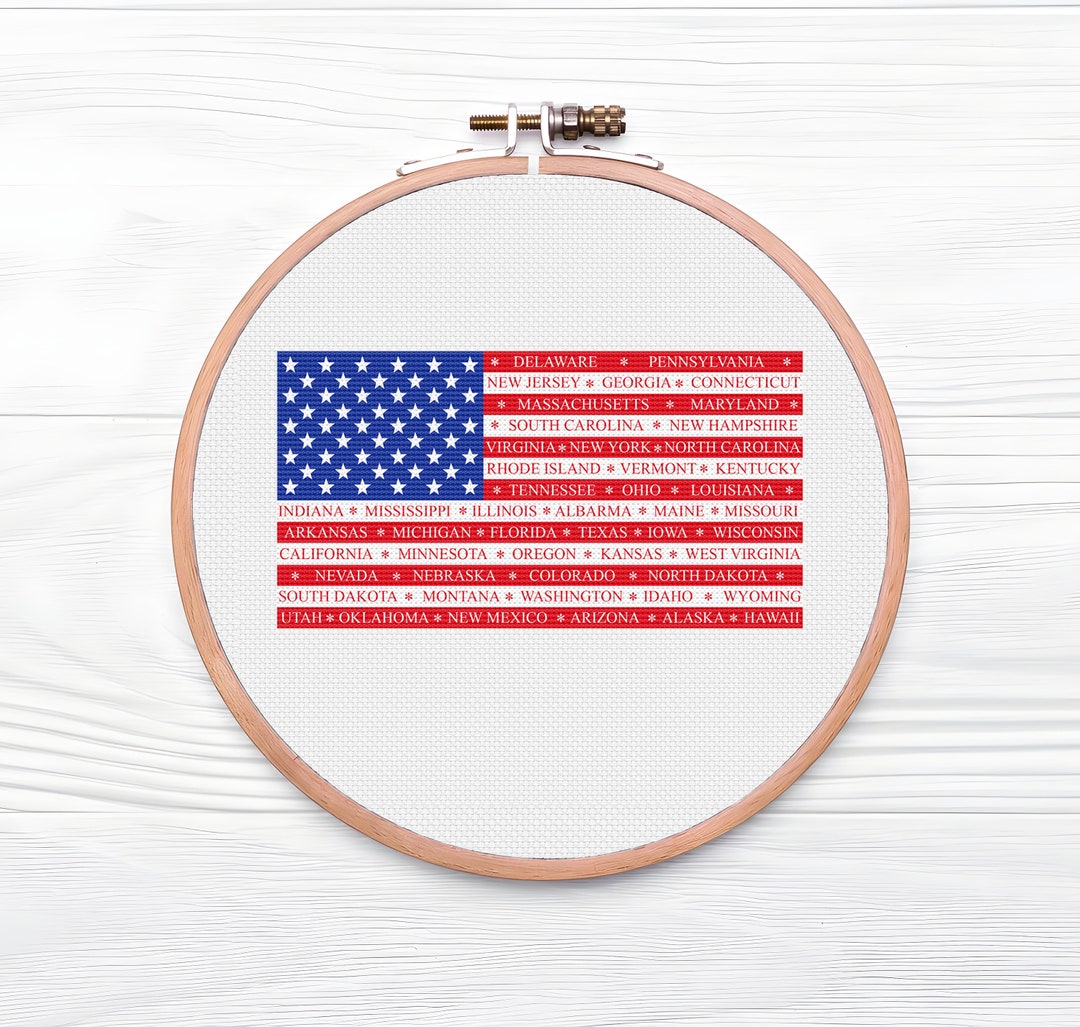 One Nation American Flag,cross Stitch Design Pattern,patriotic Flag ...
