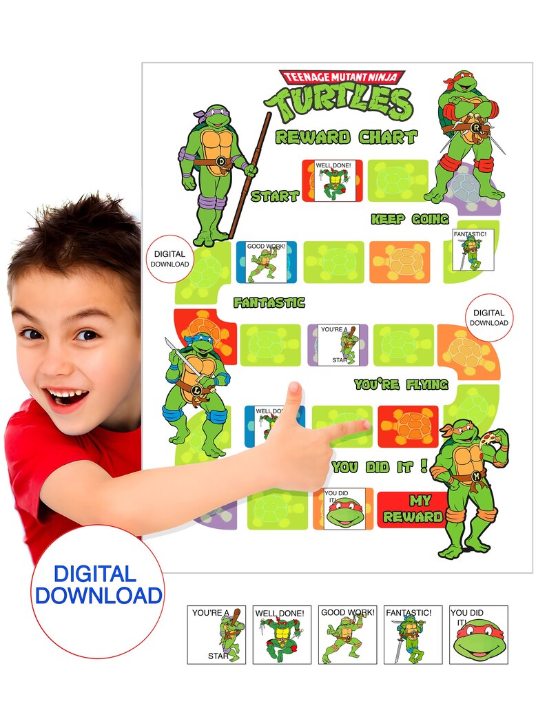 Behavior Reward Chart for Kids Teenage Mutant Ninja Turtles - Etsy