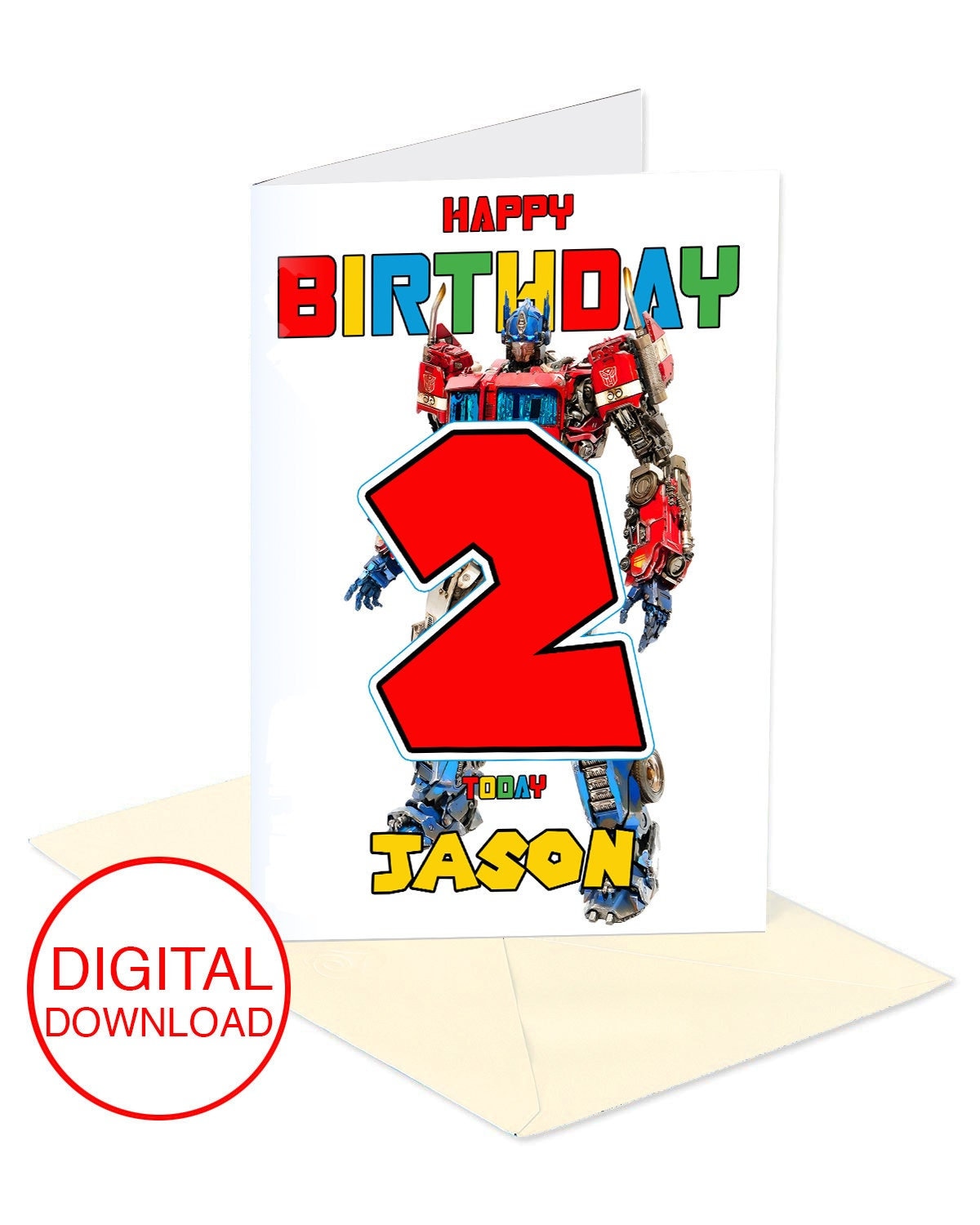Personalised Optimus Prime Birthday Card, 5 X 7, Digital Download ...