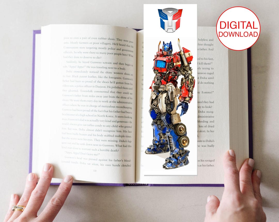 Optimus Prime Bookmark , Autobot Fan Gift,superhero,size 2.5x8 ...