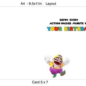 SUPER MARIO Birthday Card,bowser,donkey Kong,digital Download,card for ...