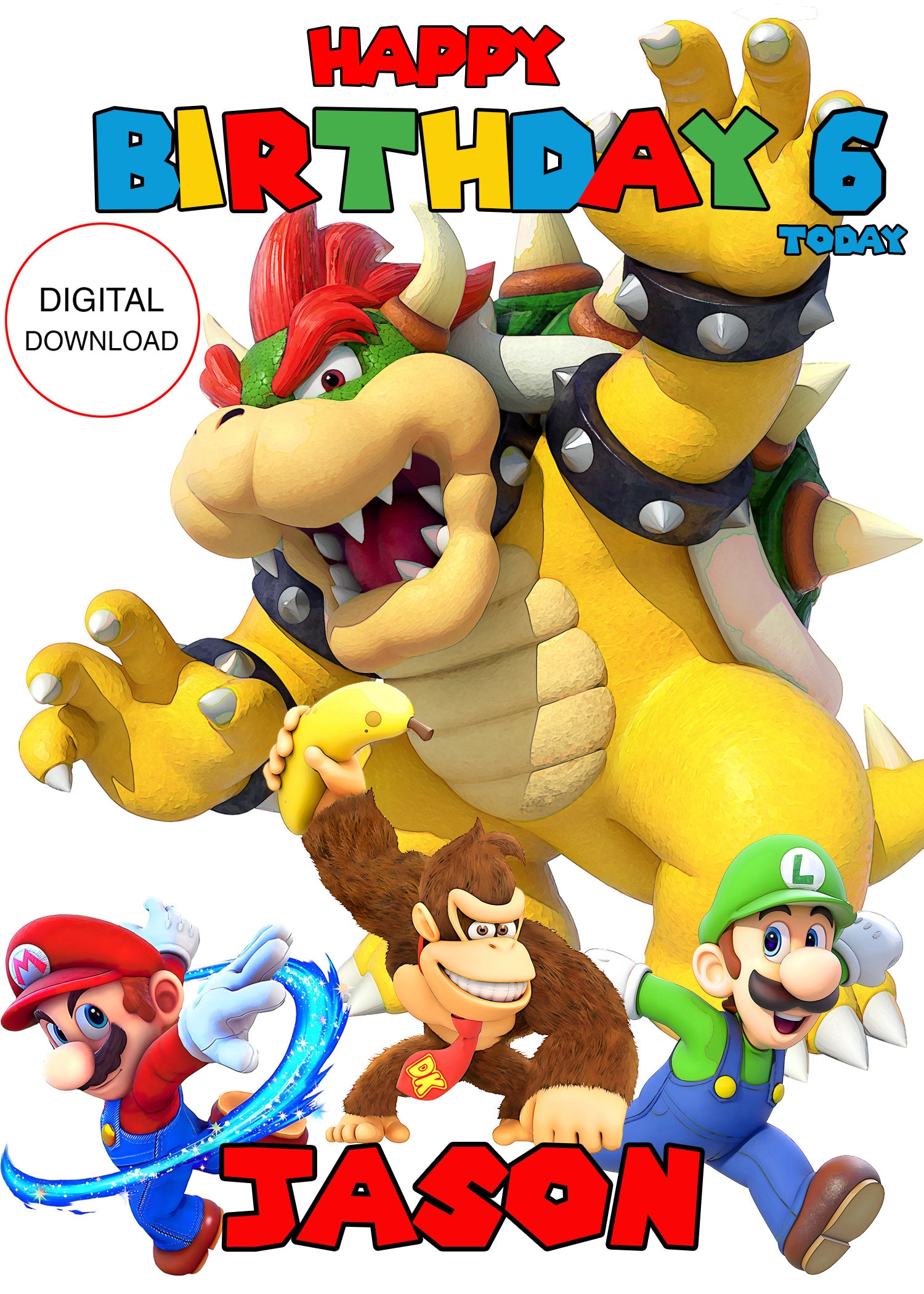 Personalised SUPER MARIO Birthday Card Bowserdonkey Kong - Etsy Australia