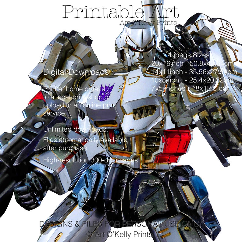 Megatron Transformers ,digital Download, Superhero,wall Art Poster ...