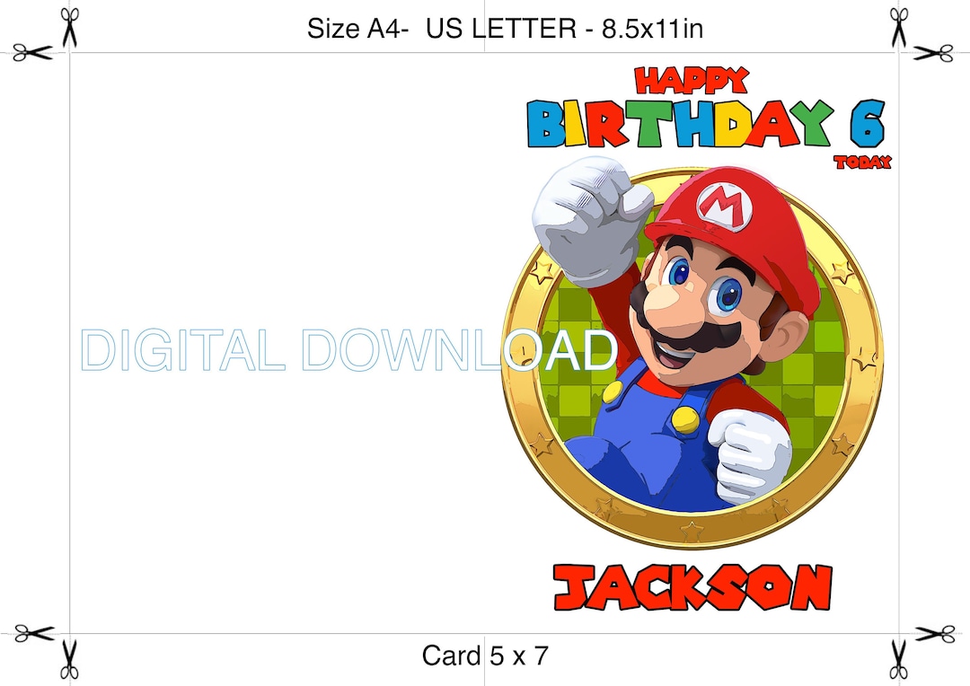 Personalized SUPER MARIO Birthday Card, Nephew, Any Age, Boys Card ...