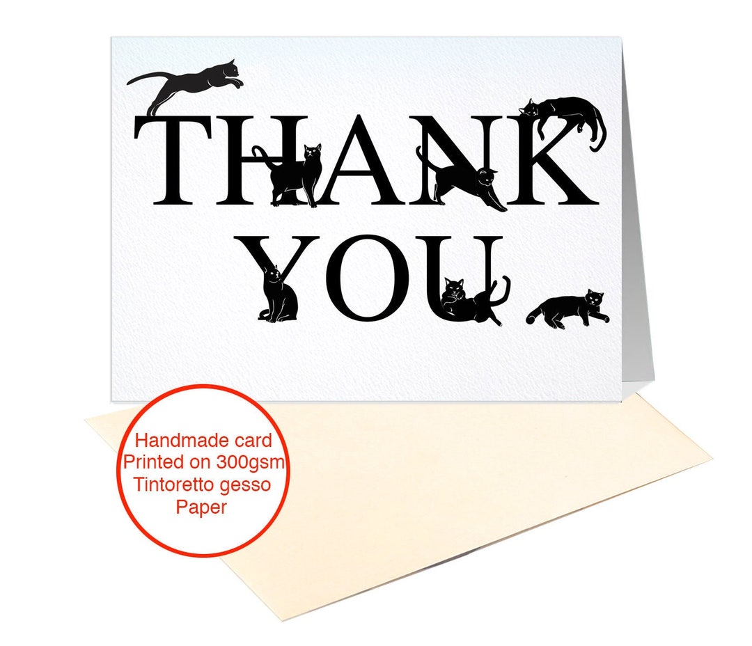 Cats Thank You Card,cat Card,beautiful Handmade Card,cat Lovers,cute ...