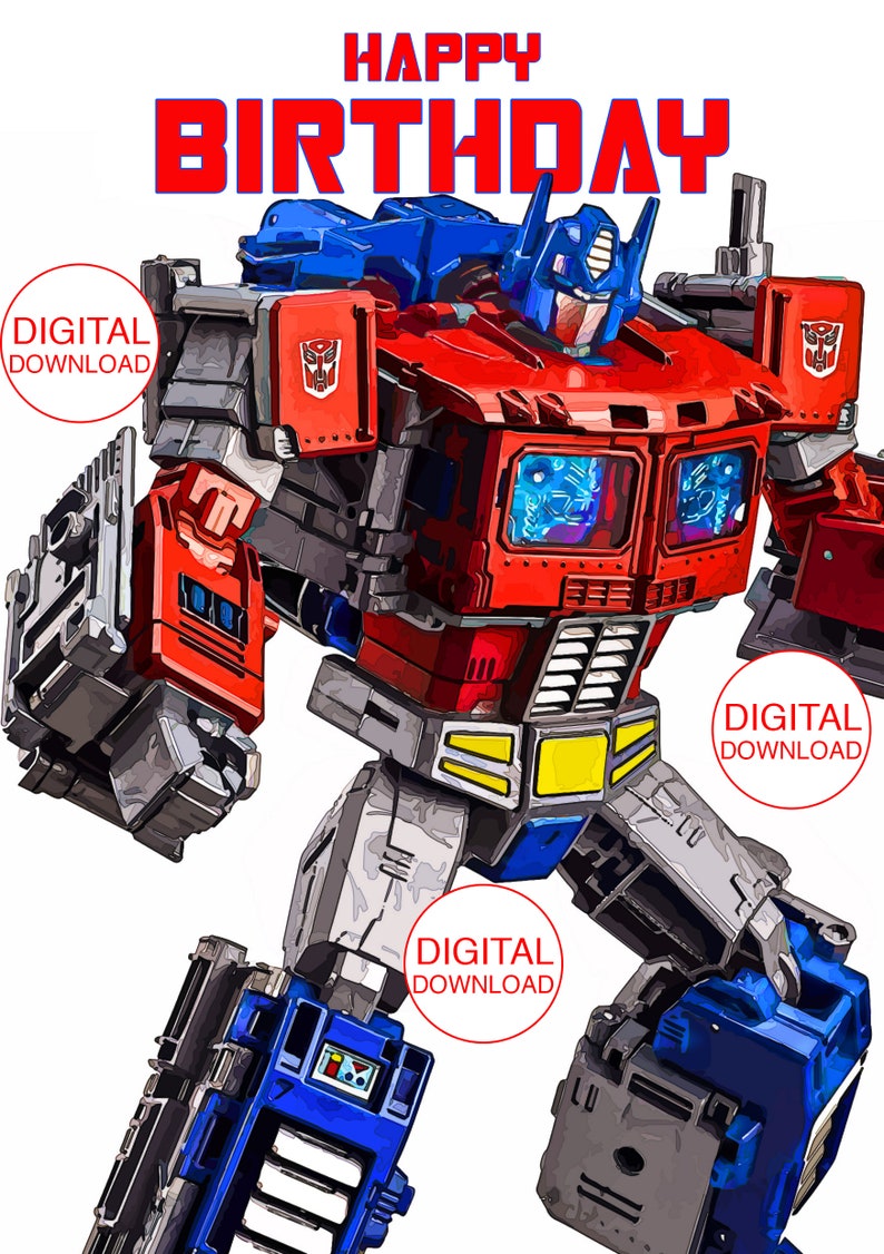 Optimus Prime Transformers Birthday Card,rescue Bots,instant Download ...