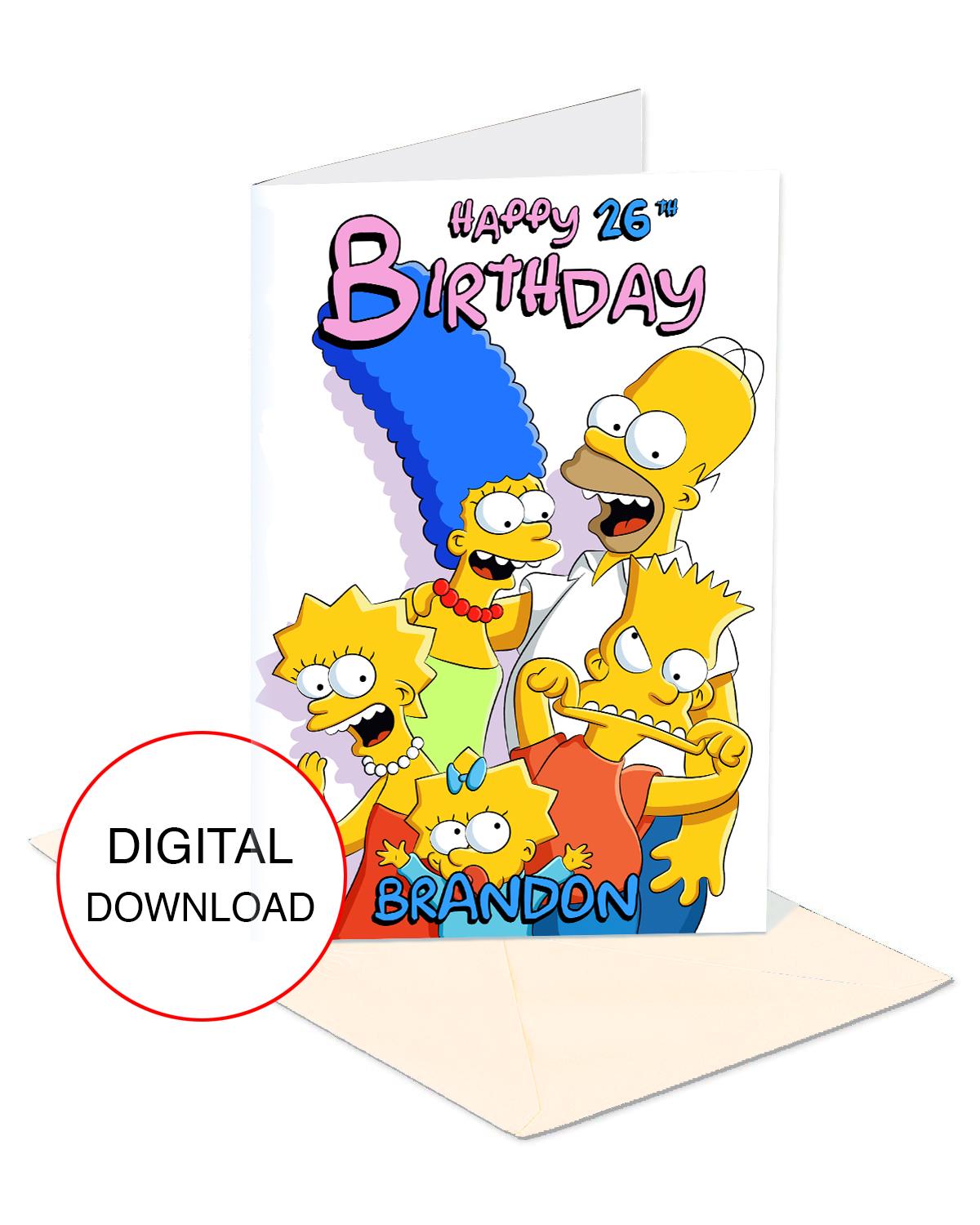 Personalized the Simpsons Birthday Card, Digital Download, Printable ...