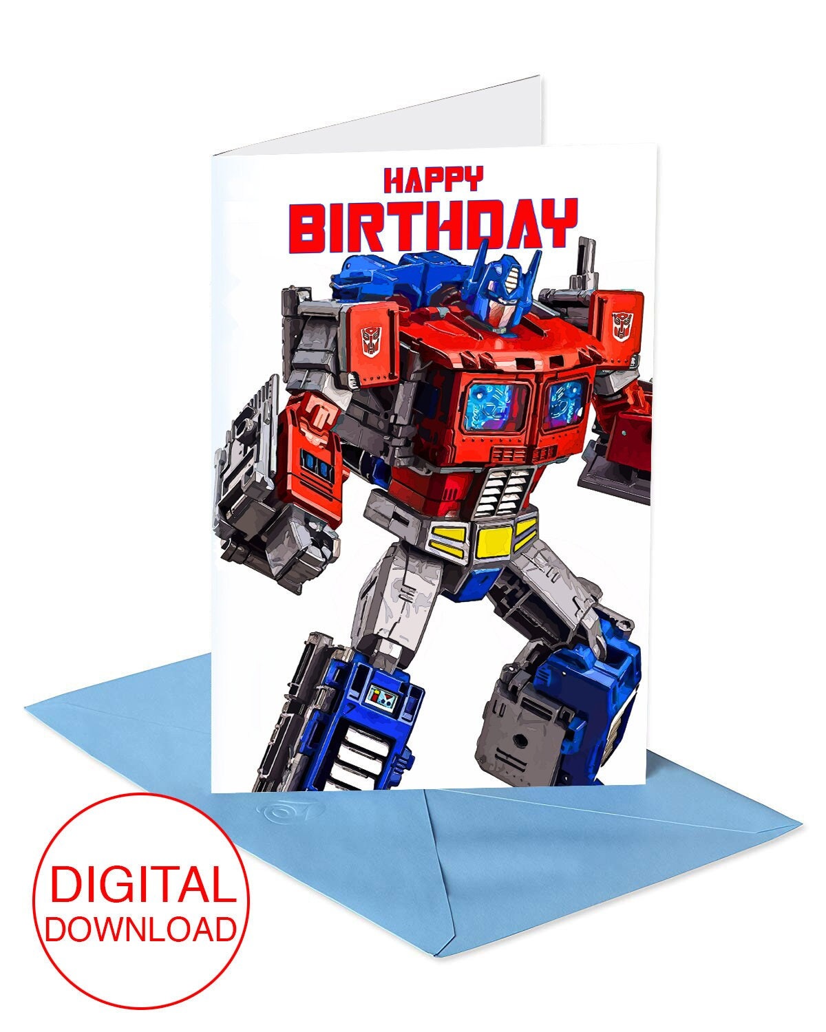 Optimus Prime Transformers Birthday Card,rescue Bots,instant Download ...