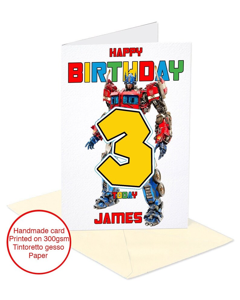 Personalised Transformers Birthday Card, Optimus Prime, 5 X 7,rescue ...