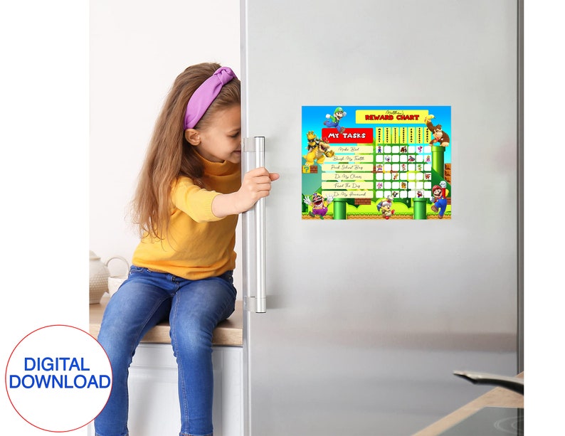 Super Mario Reward Chart,daily Chore Chart, Kids Routine Sticker Chart ...