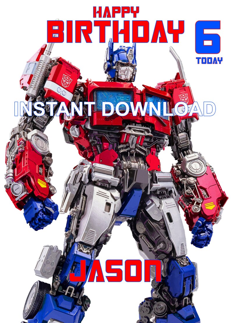 Personalised Optimus Prime Birthday Card 5 X 7rescue Bots - Etsy