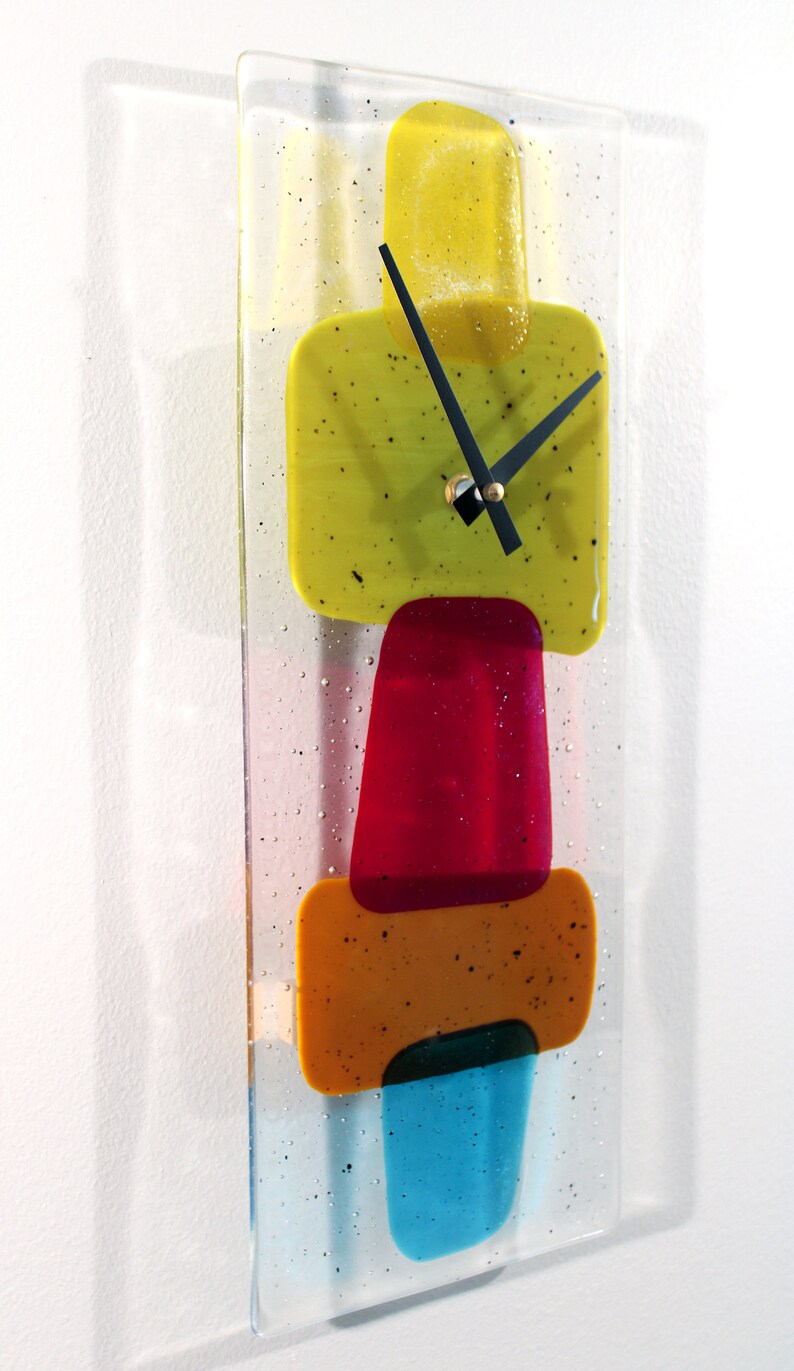 Mid Mod Fused Glass Wall Clock Mid-century Inspired - Etsy