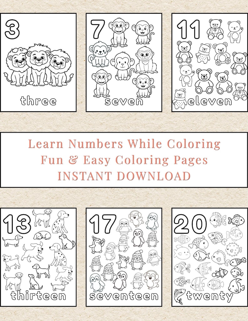 Numbers Coloring Book | Learn 1-20 Counting Activity (digital Download ...