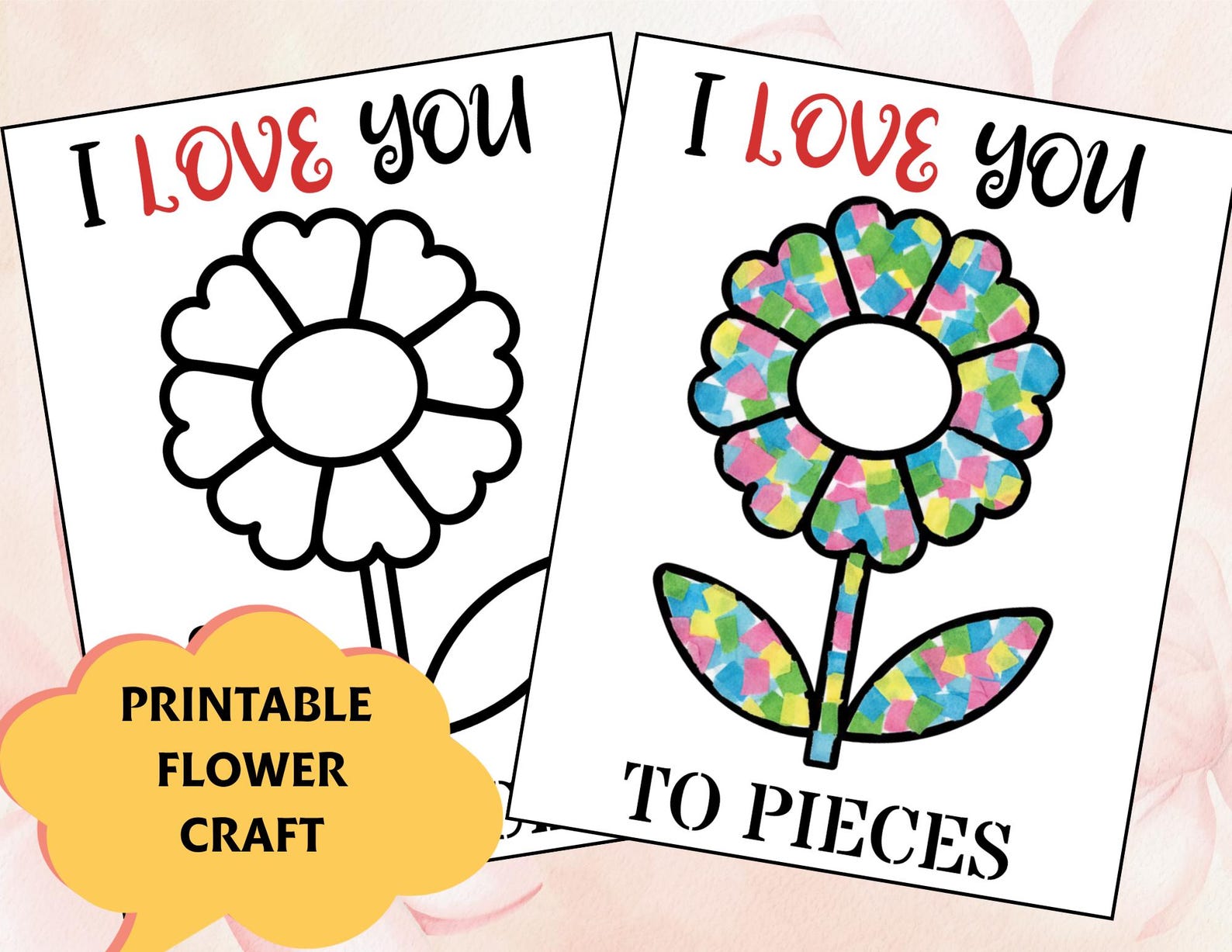 Toddler Flower Craft Printable | Tissue Paper Keepsake Activity ...