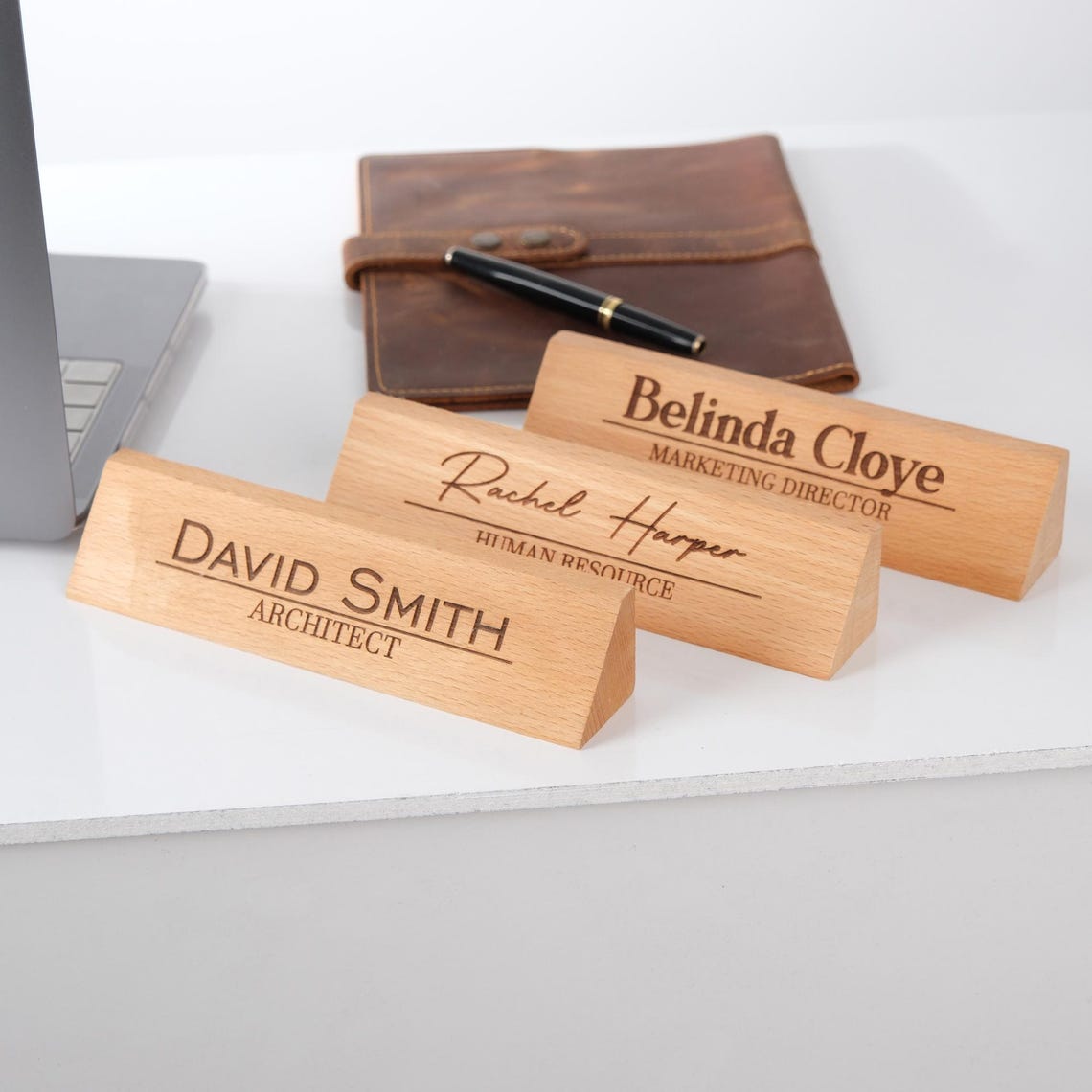 Personalized Beech Wood Desk Nameplate: Engraved Office Decor - Etsy
