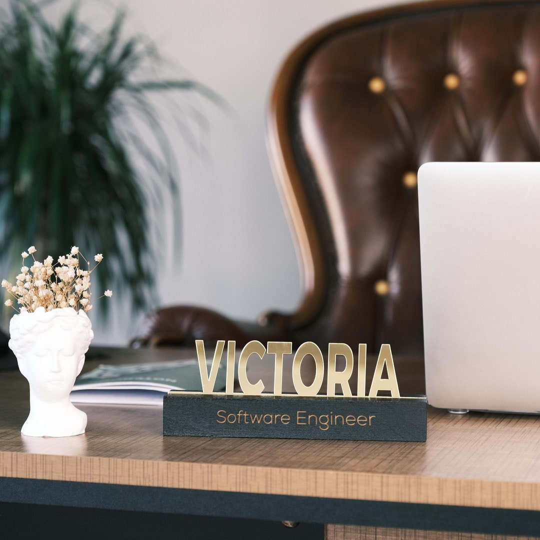 Personalized Name Plate, Wood Sign Desk Accessories, Christmas Gift for ...