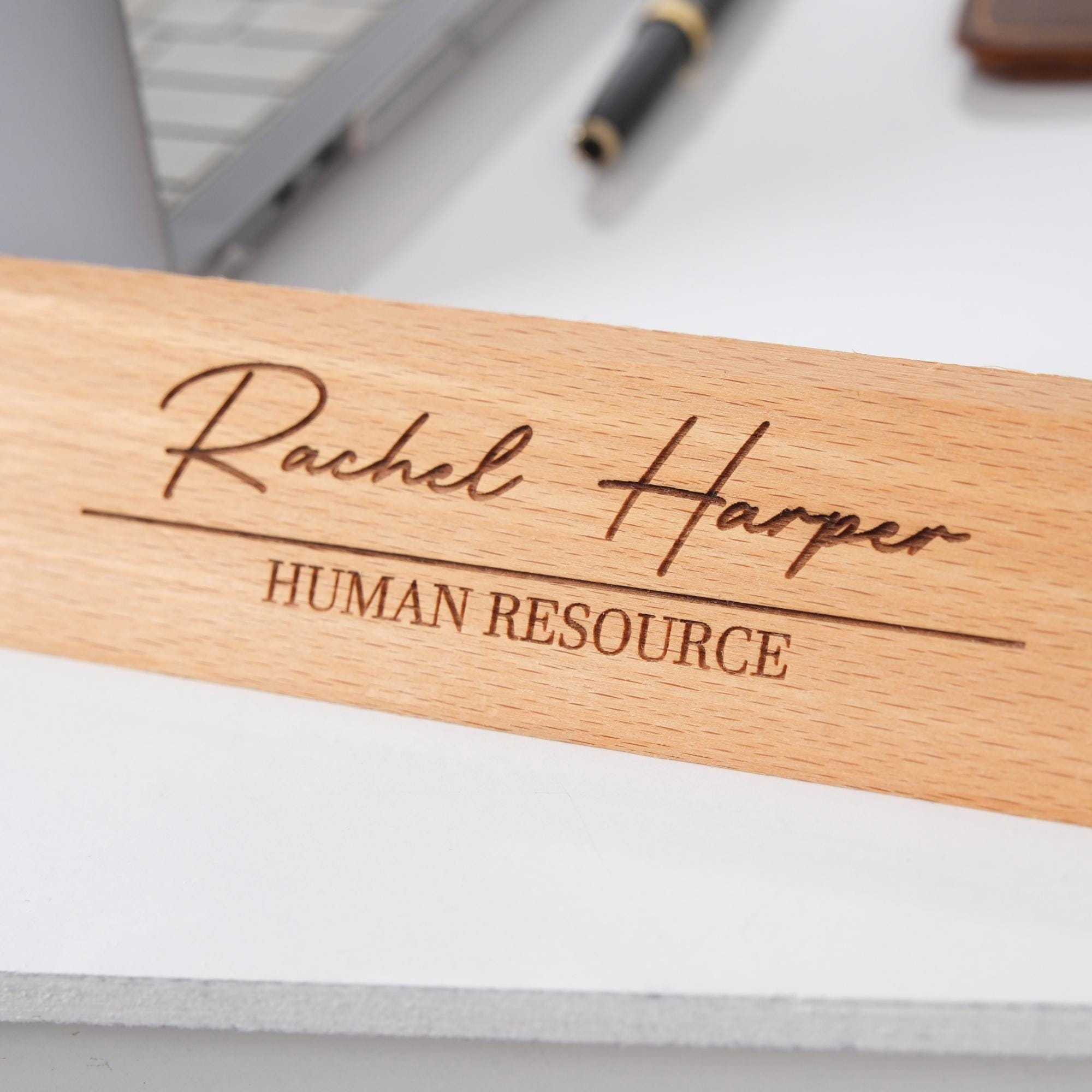 Personalized Beech Wood Desk Nameplate: Engraved Office Decor - Etsy