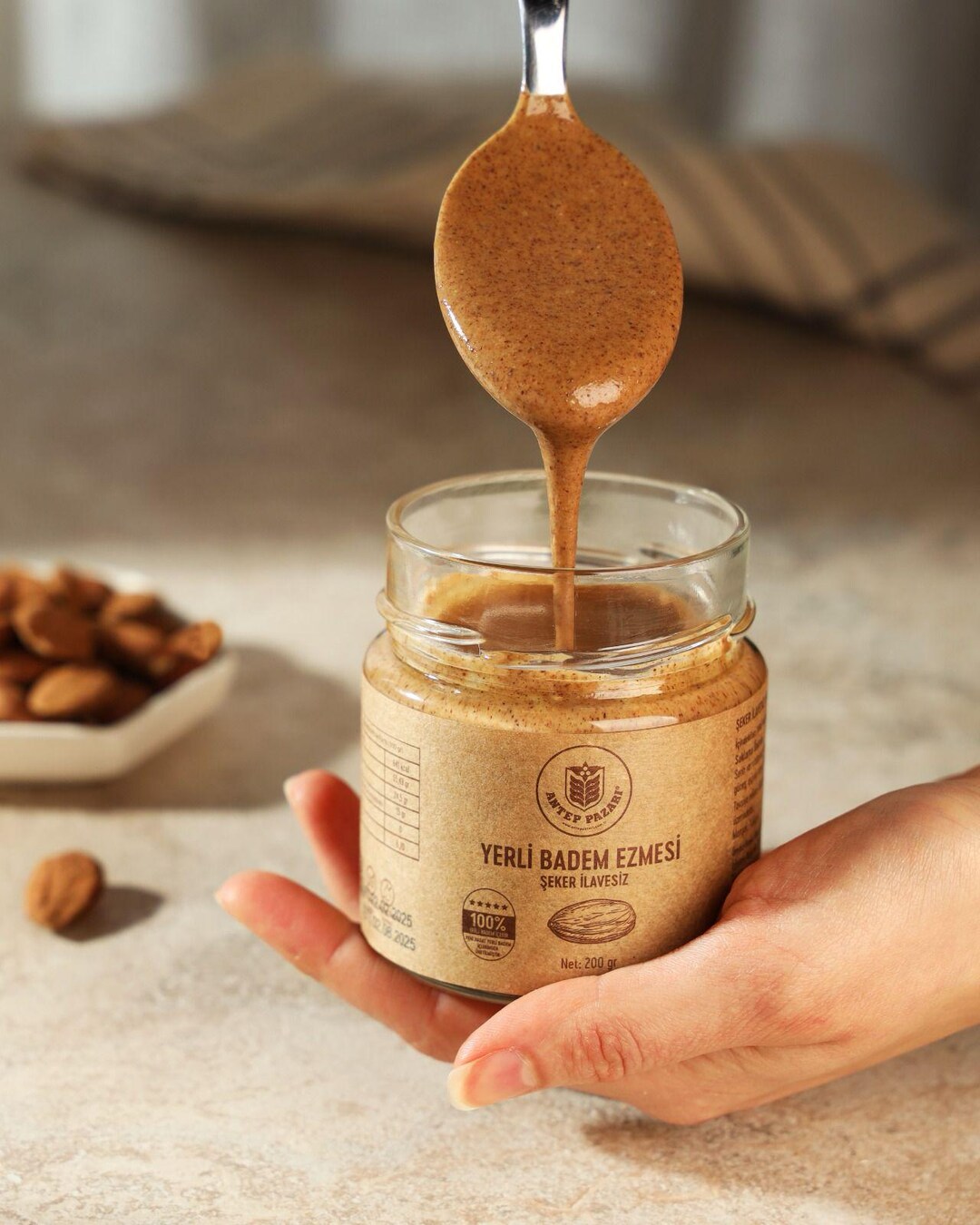 Natural Almond Paste: Sugar-free Turkish Breakfast Spread (200g-7.05oz ...