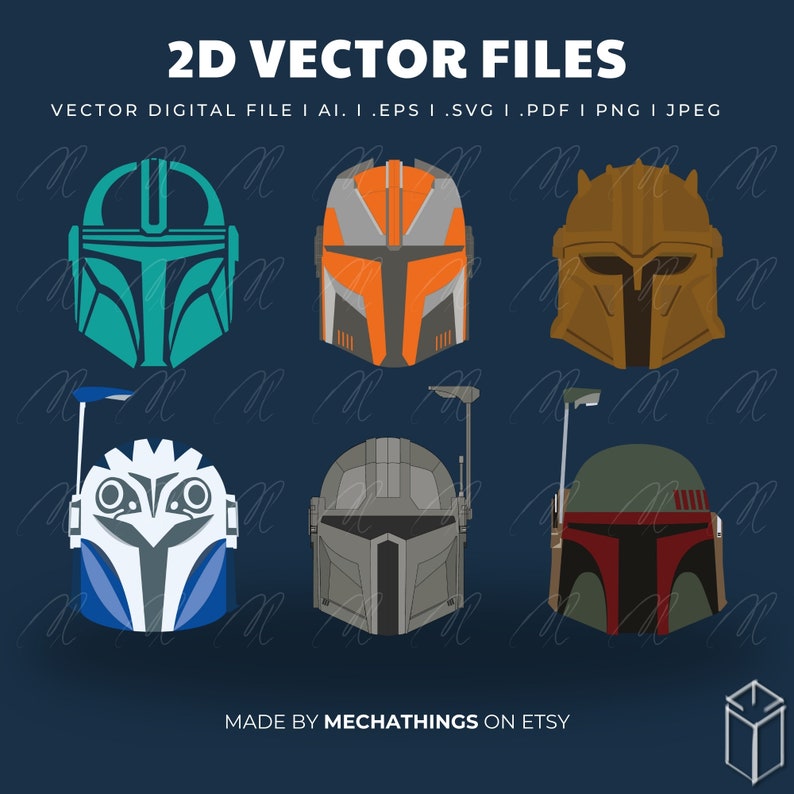 Mandalorian Helmet, Six Different Helmet for T-shirt, Banner or Other ...