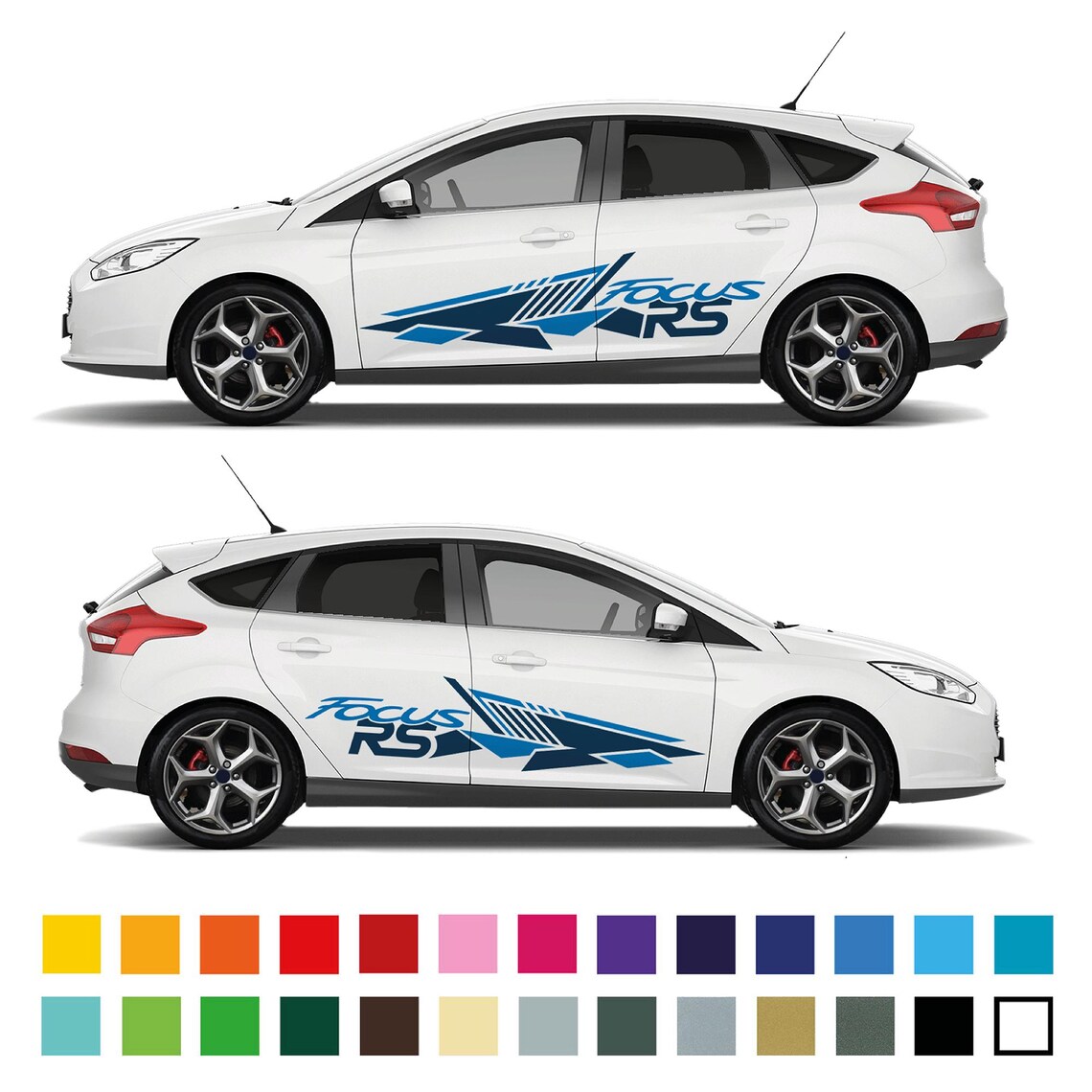 Ford Focus RS Side Text Staggered Triangle Decal Vinyl Sticker Graphic ...