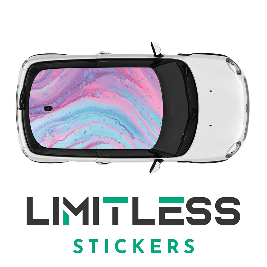 Mini Cooper Clubman Pink Blue Watercolour Pattern Roof Wrap Decal ...