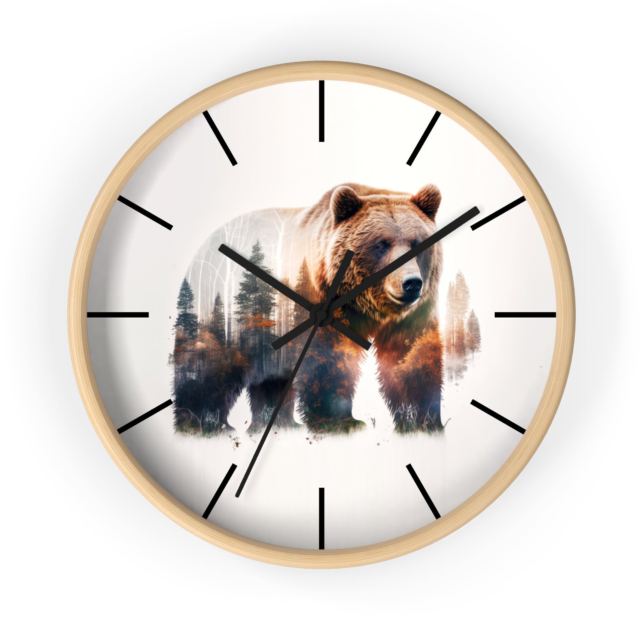 Brown Bear Wall Clock 10: Forest Nature-inspired Wall Decor, Woodland ...