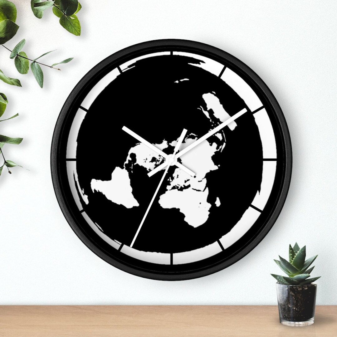 Flat Earth Wall Clock, Flat Earth World Map, Azimuthal Equidistant ...