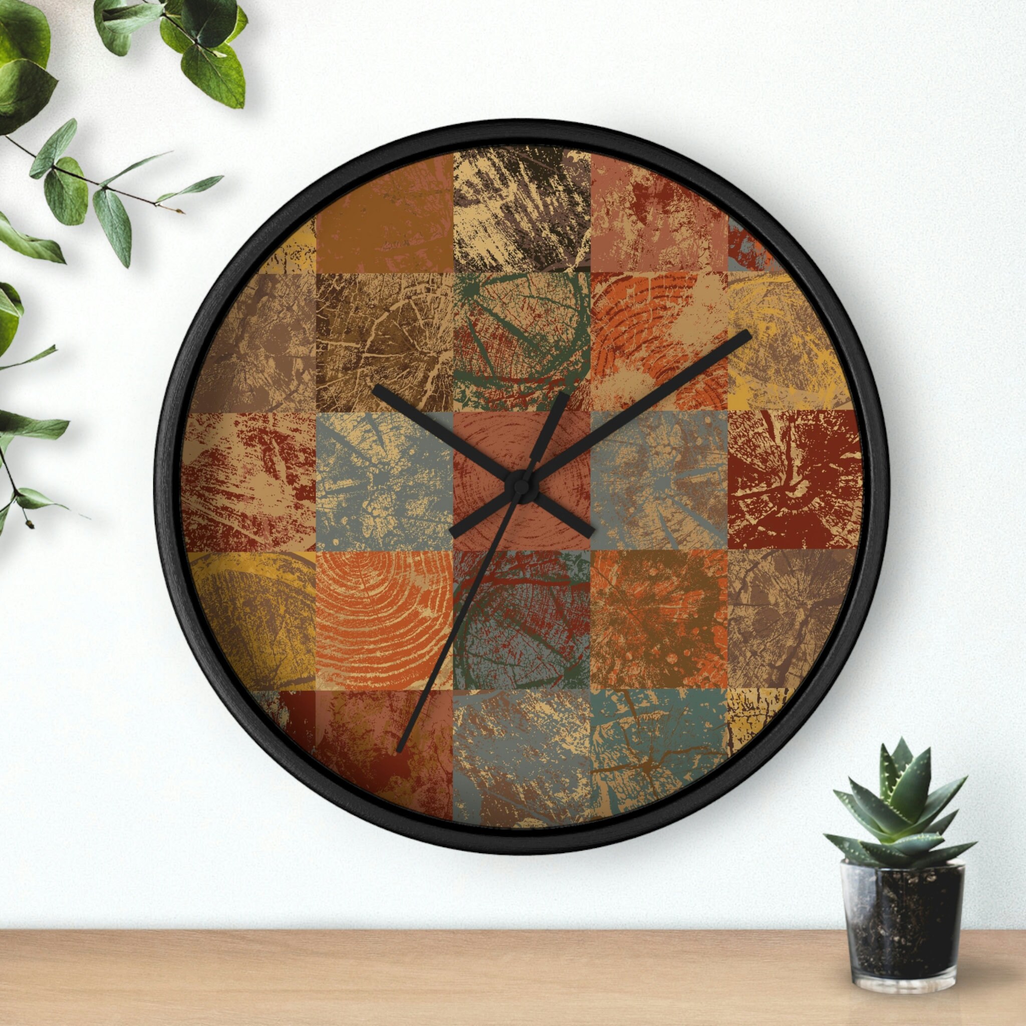 Terracotta Wood Wall Clock 10", Burnt Orange Rust Southwestern Wall ...