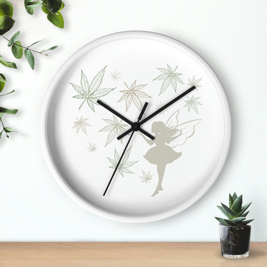 Cannabis Fairy Wall Clock, Stoner's Home Decoration, Marijuana Fairy ...