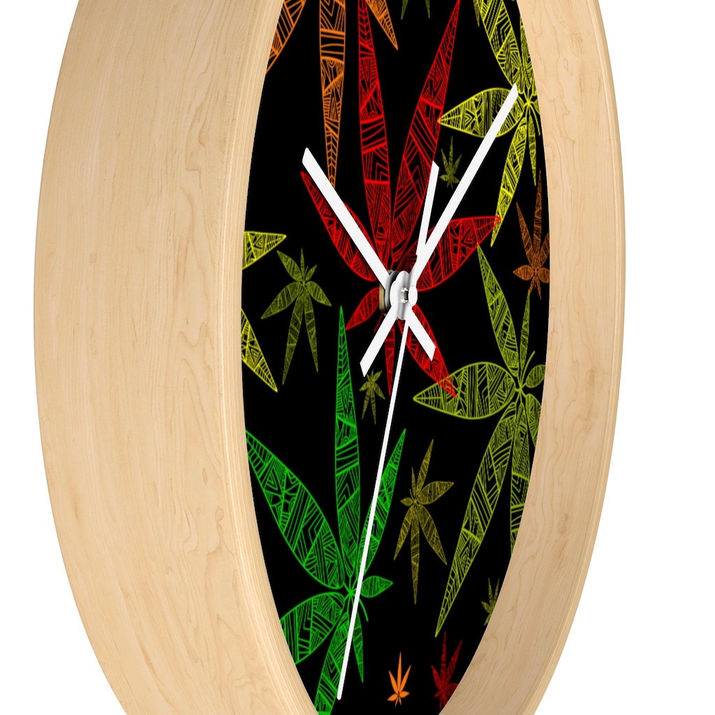 Neon Cannabis Leaves Wall Clock Pot Leaf Decor Marijuana - Etsy