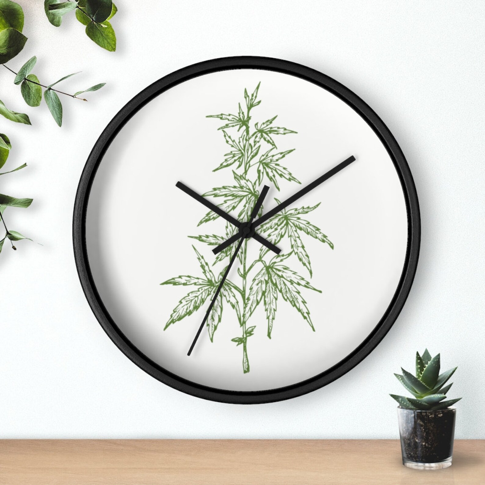 Hemp Plant 10 Wall Clock Cannabis Clock Marijuana Wall - Etsy