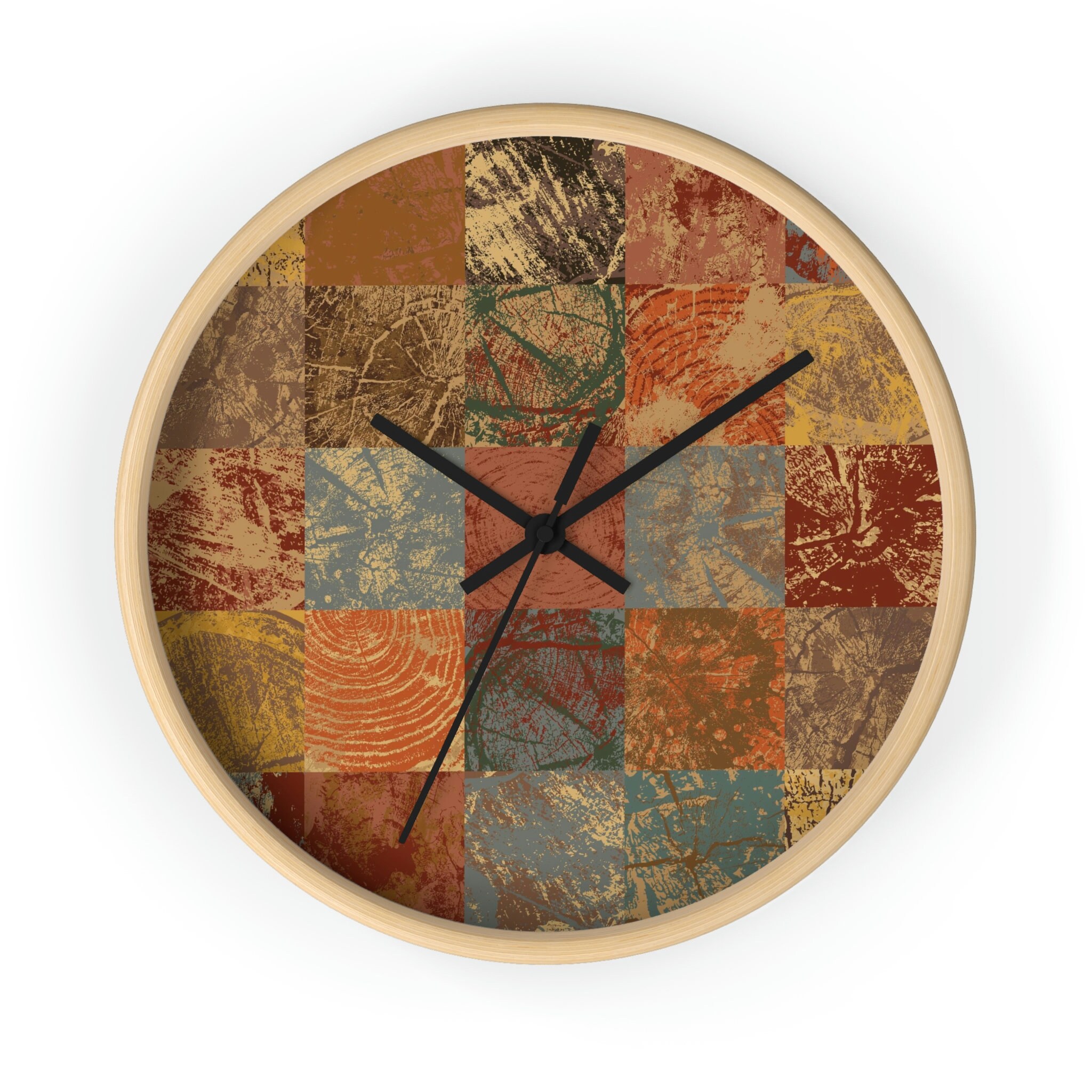 Terracotta Wood Wall Clock 10", Burnt Orange Rust Southwestern Wall ...