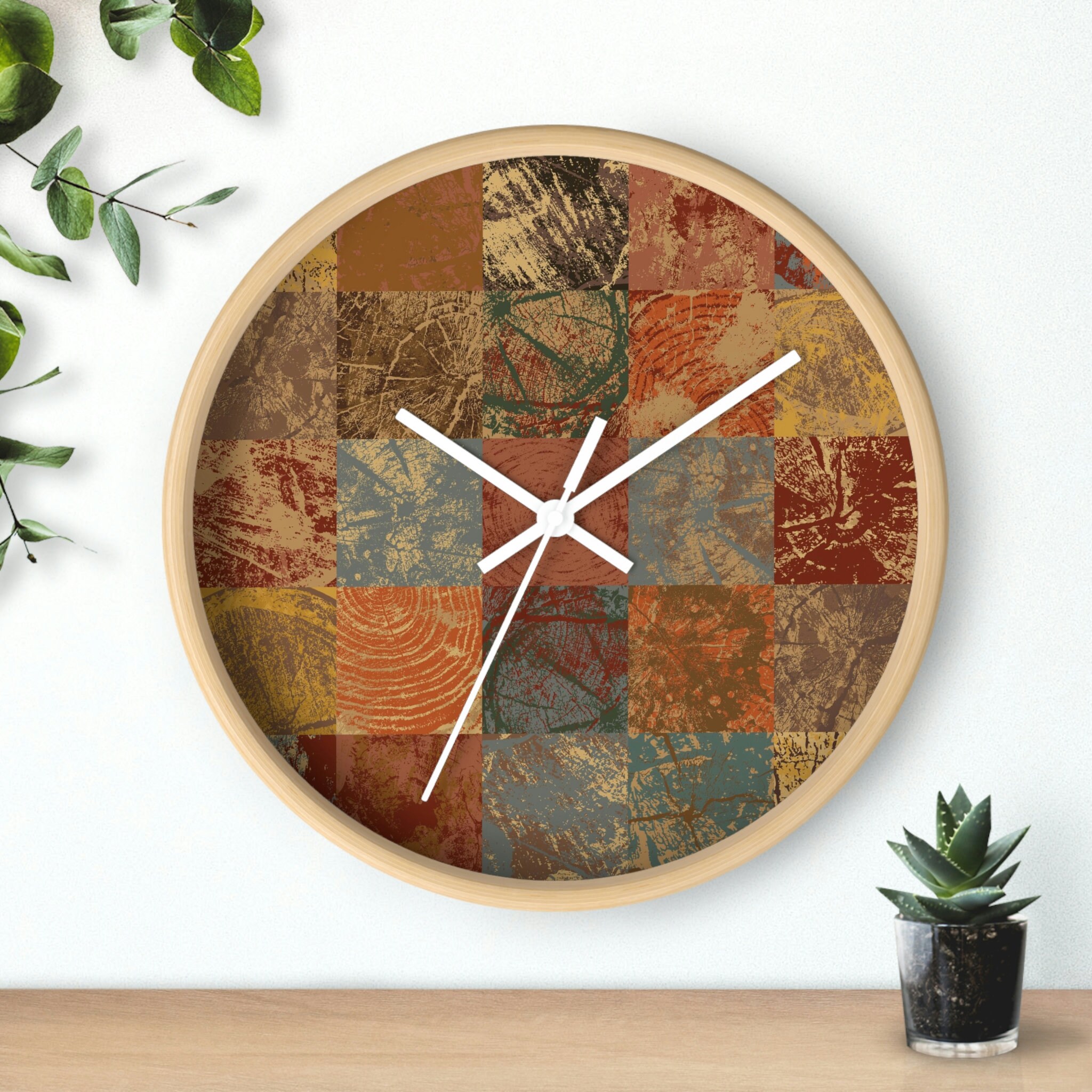 Terracotta Wood Wall Clock 10", Burnt Orange Rust Southwestern Wall ...