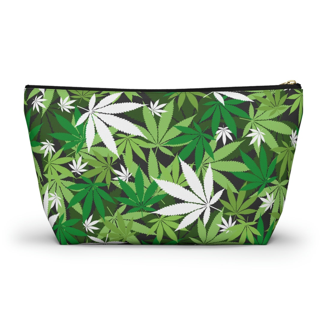 Cannabis Leaf Stash Bag, Weed Leaf Accessory Bag, Green 420 Travel Bag ...