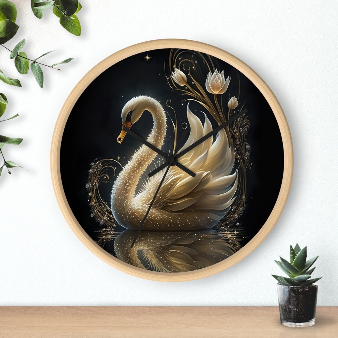 Golden Swan Wall Clock, 10 Japanese Black and Gold Luxury Style ...