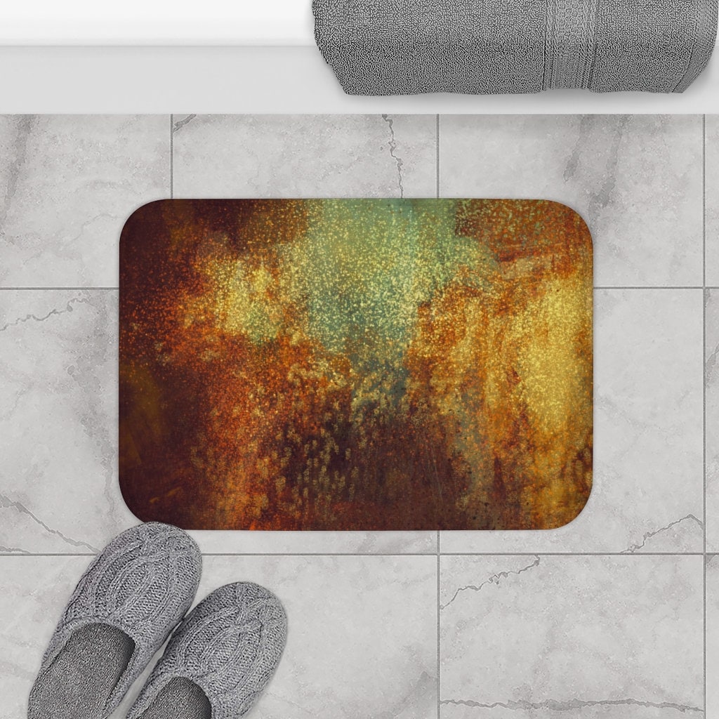 Rust Colored Bath Mat, Burnt Orange Bath Rug, Rusty Old Concrete Urban ...