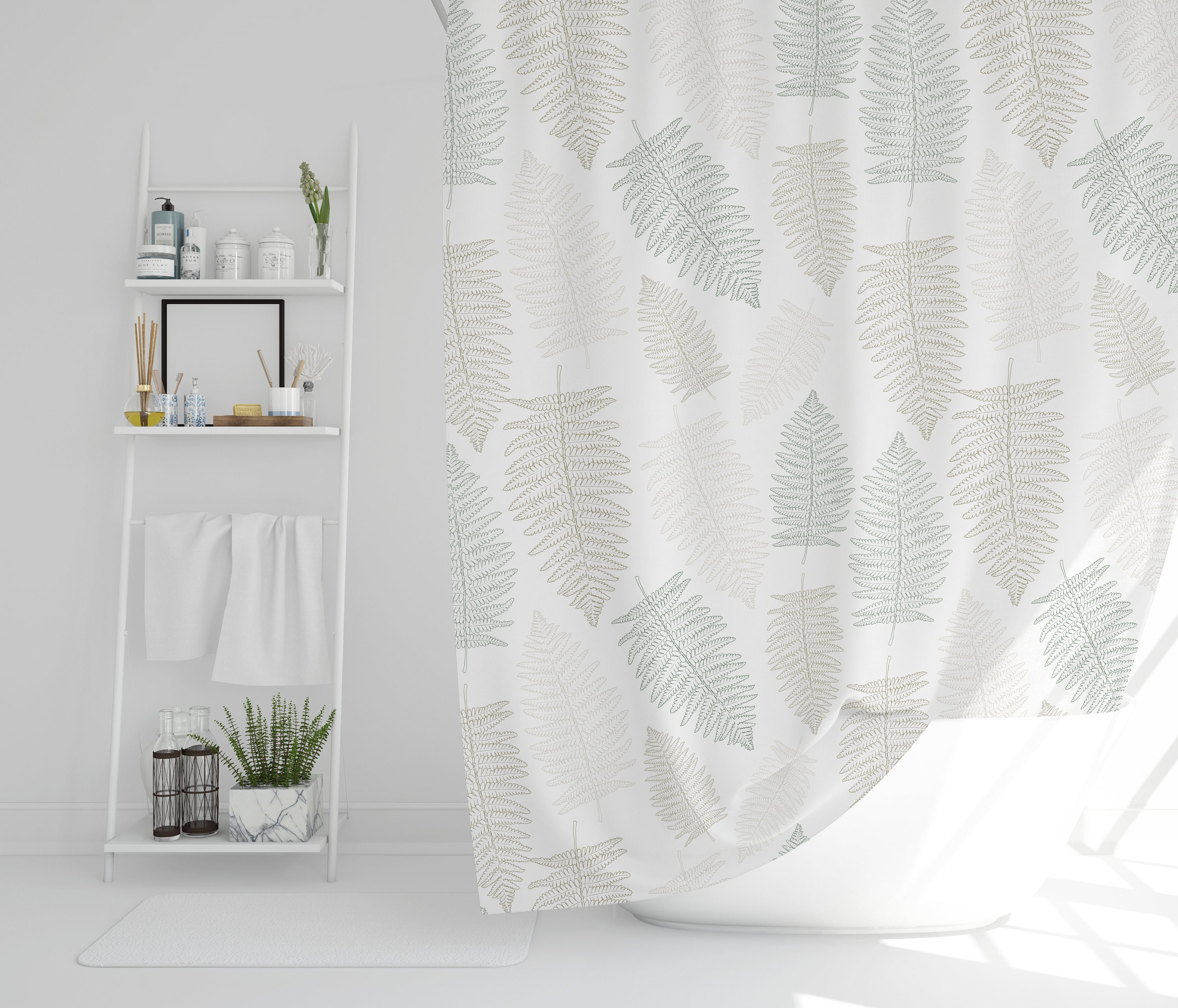 Fern Leaves Shower Curtain Clear Botanical Bathroom Decor - Etsy