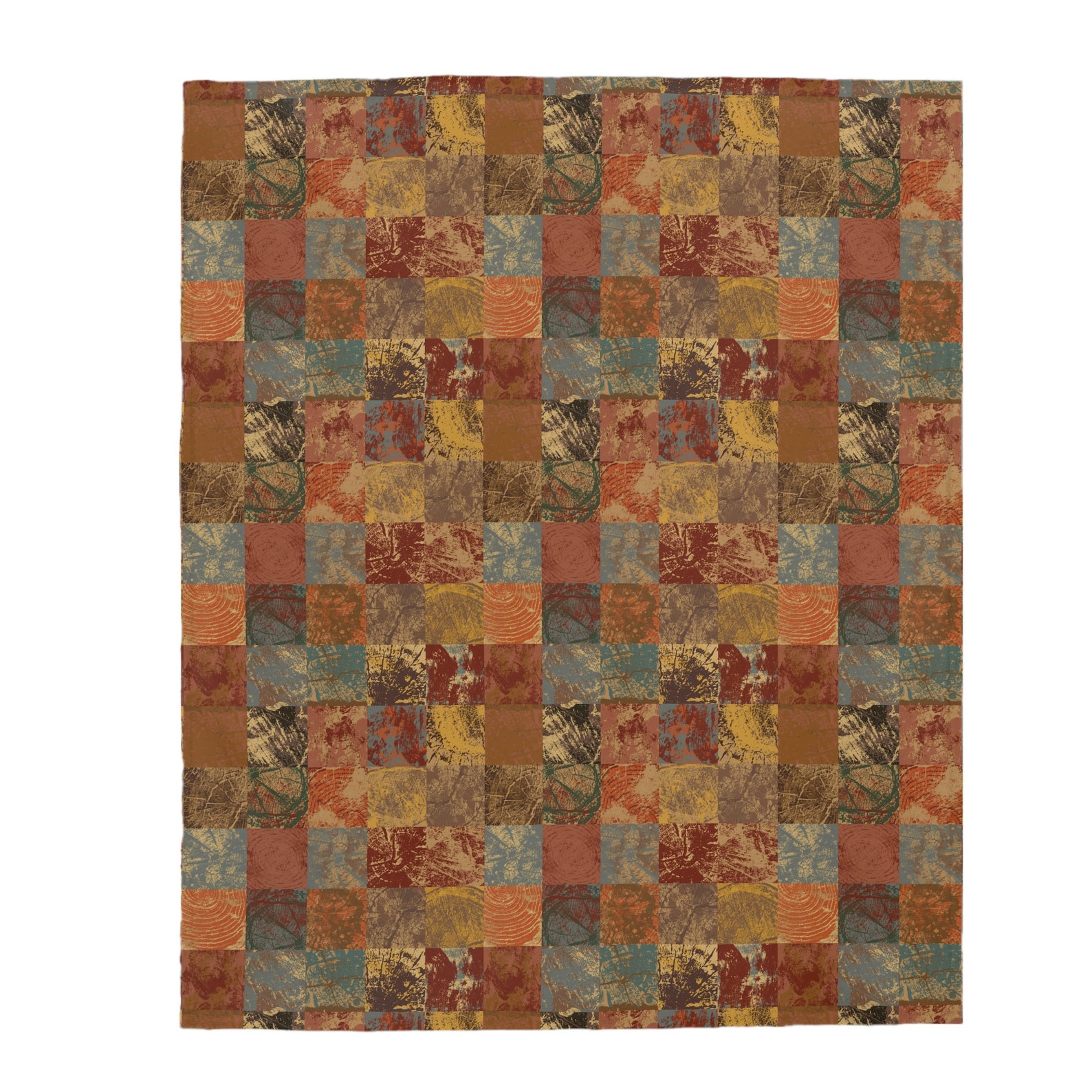 Rust Throw Blanket Boho, Terracotta Checkered Blanket for Bed Couch ...