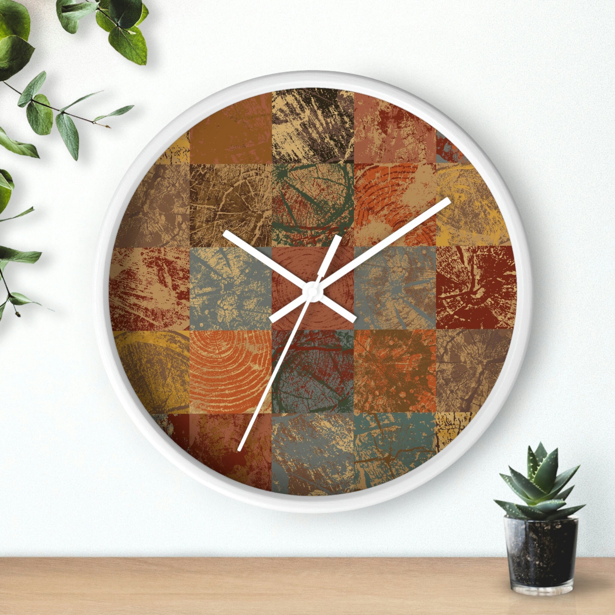 Terracotta Wood Wall Clock 10", Burnt Orange Rust Southwestern Wall ...