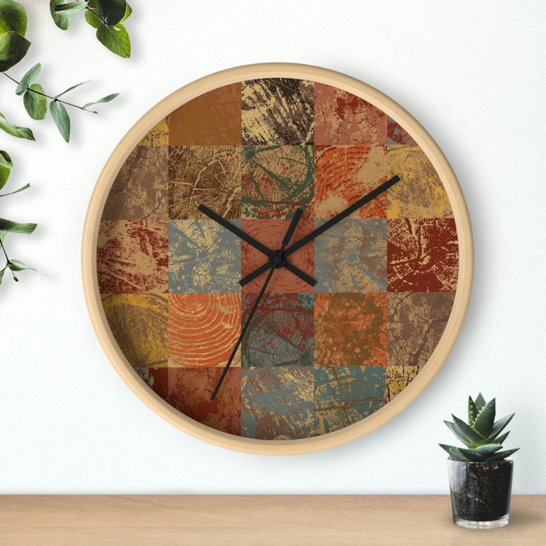 Terracotta Wood Wall Clock 10", Burnt Orange Rust Southwestern Wall ...