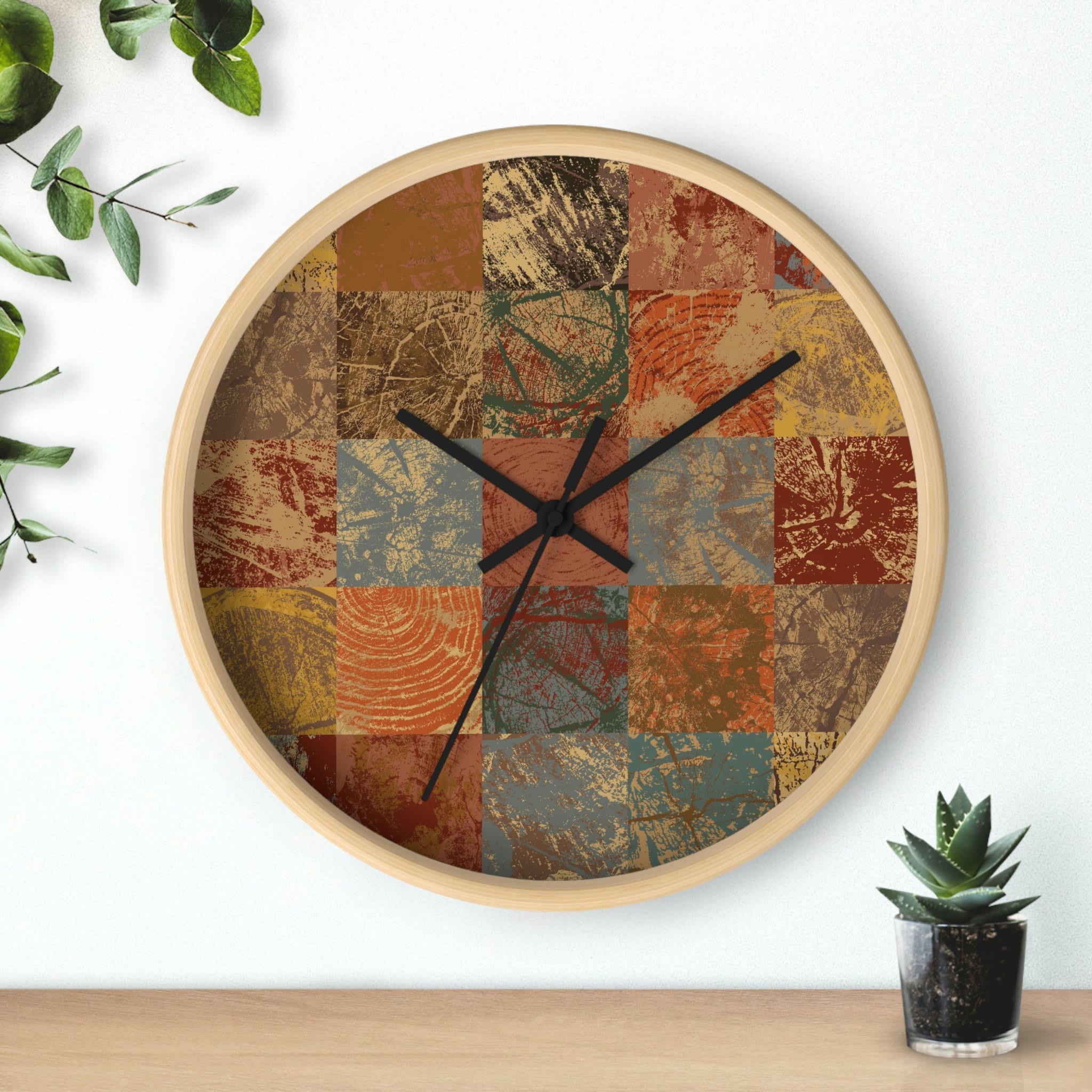 Terracotta Wood Wall Clock 10", Burnt Orange Rust Southwestern Wall ...
