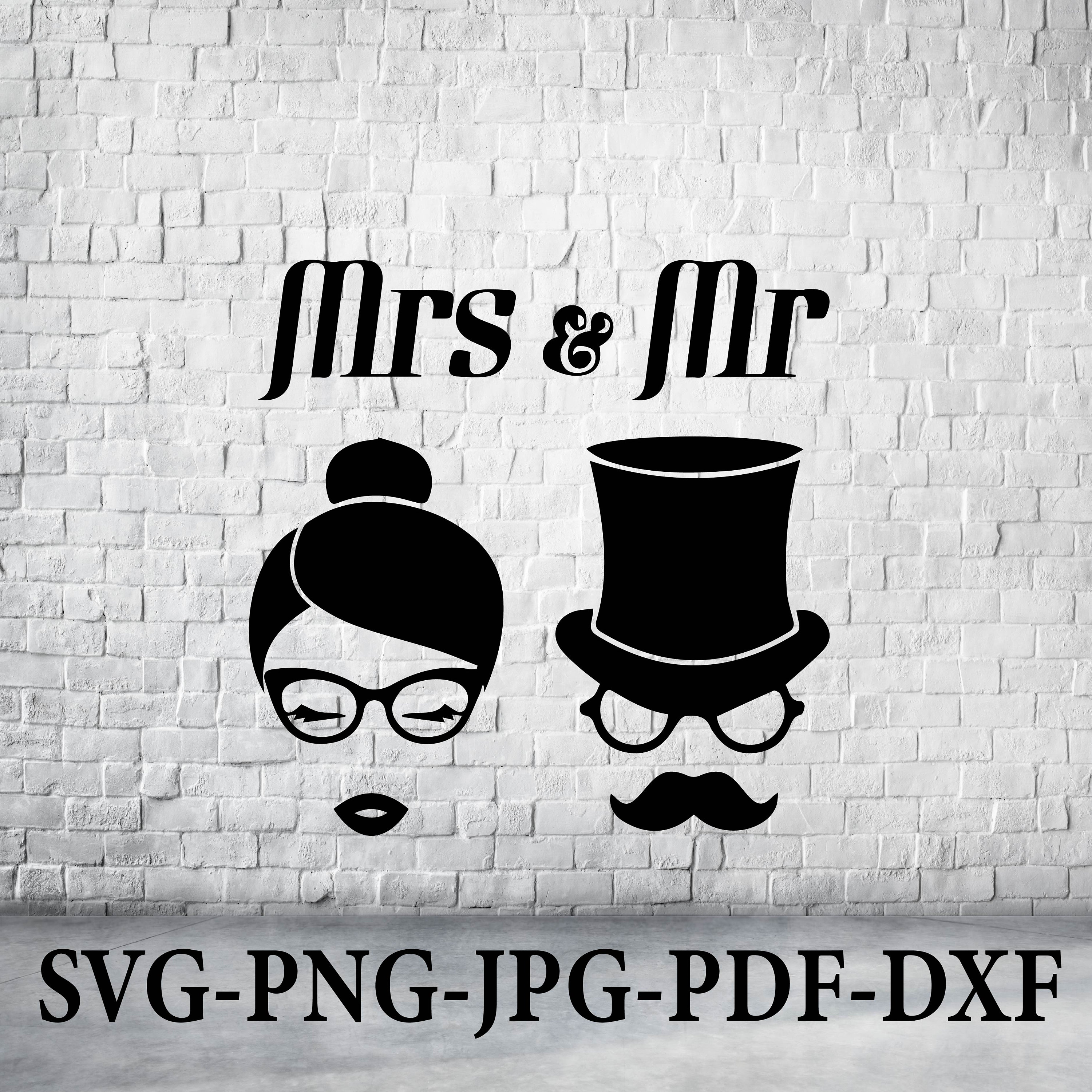 MR-MRS Svgclipart Cricut Svgpngdxfpdfjpg Digital - Etsy