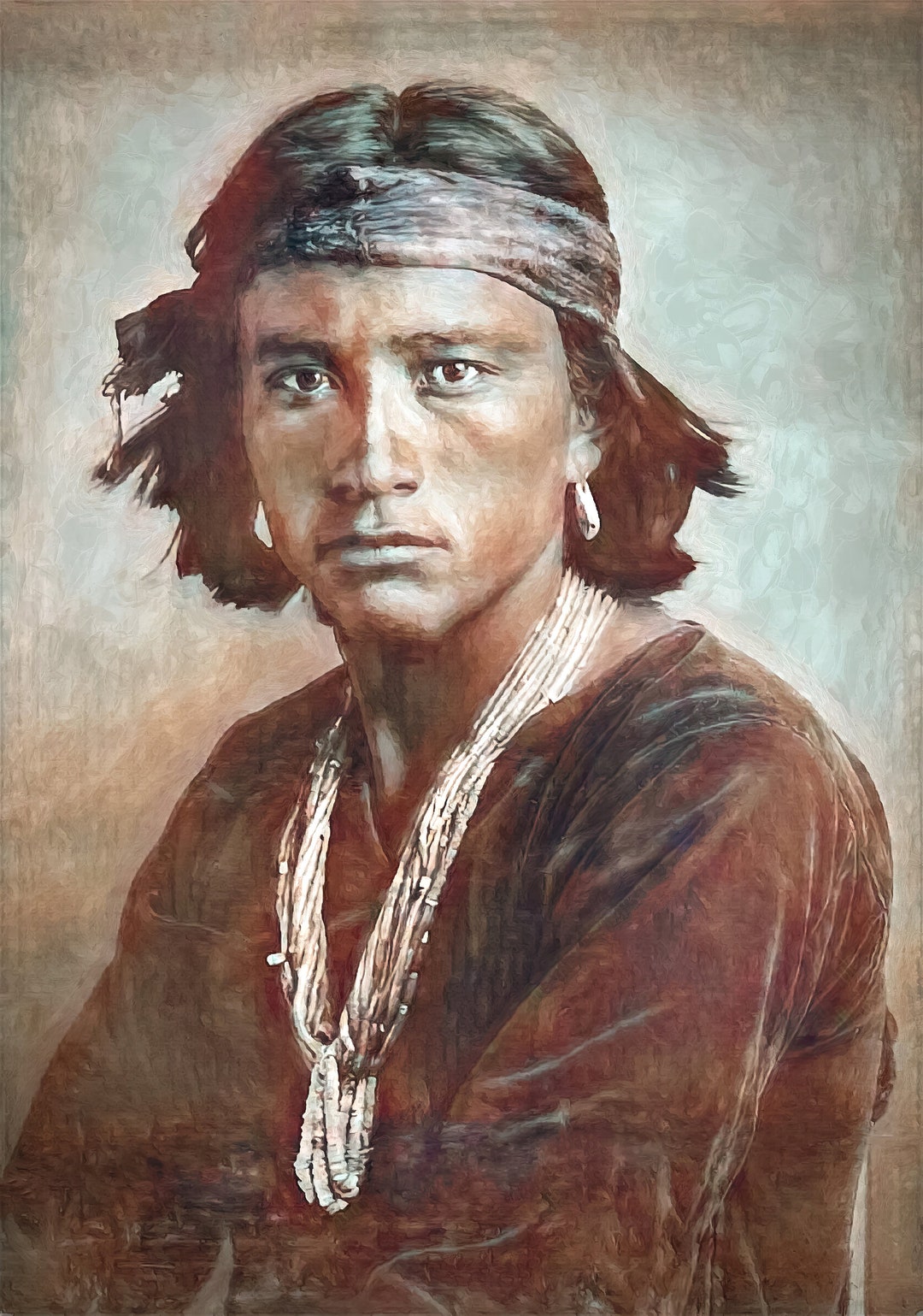 Portrait of a Navajo Boy - Gallery Wrap Black Sided Canvas Print - Etsy