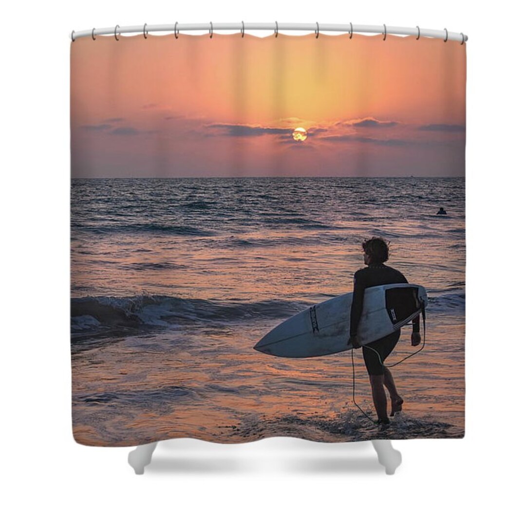 Endless Summer Sunset Surfer Shower Curtain - Etsy