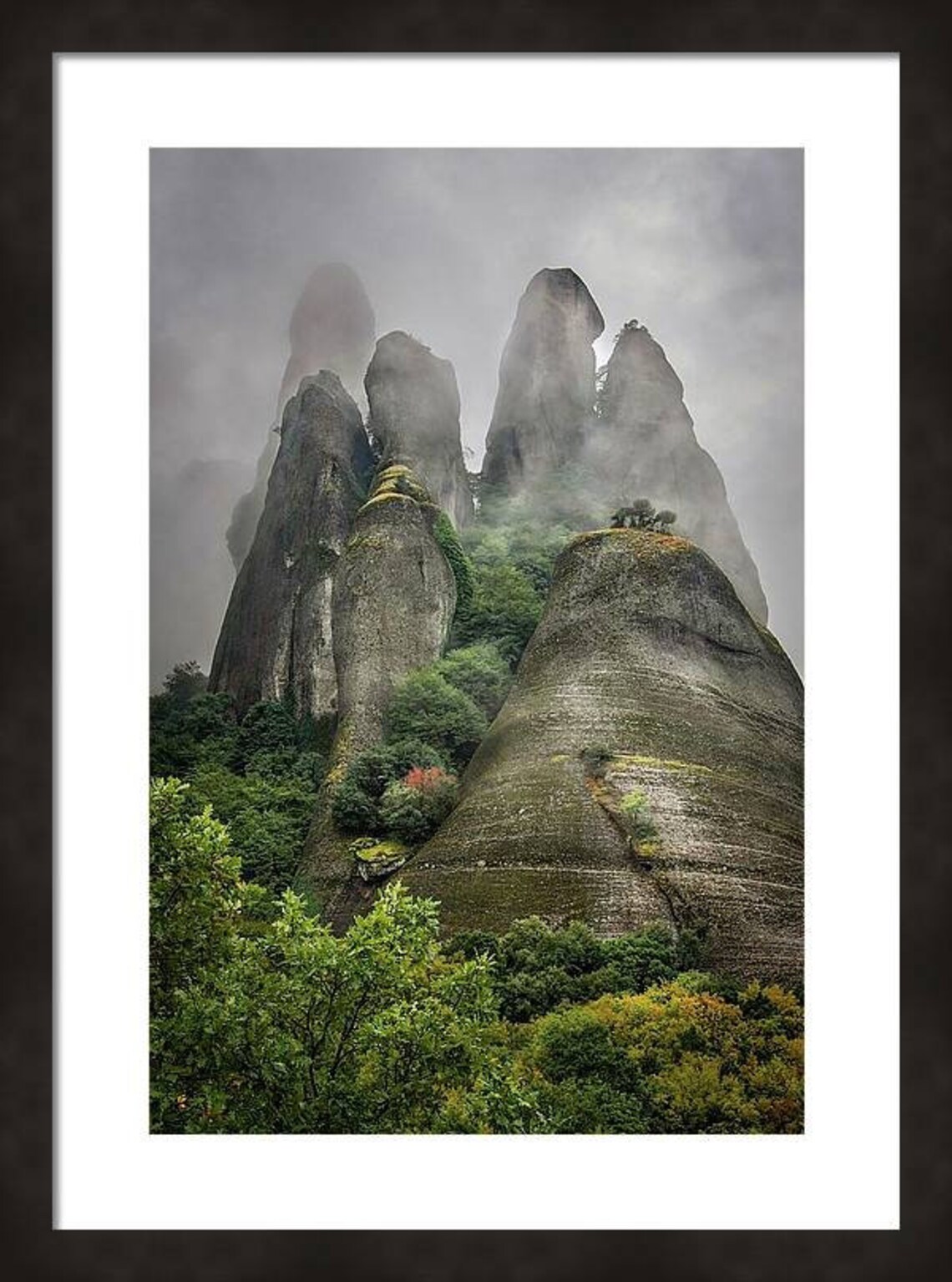 Pinnacles of Meteora Greece in the Clouds - Matted Fine Art Print - Etsy