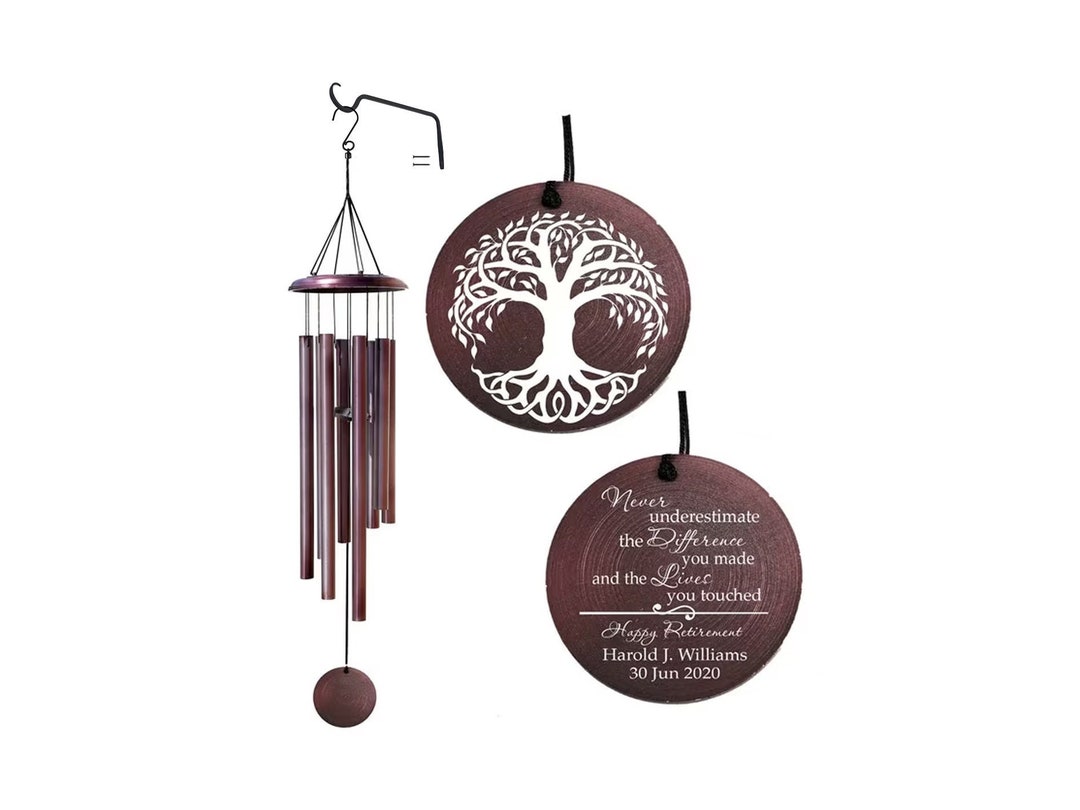 Personalized Retirement Wind Chime Gift - Tree of Life Wind Chimes ...