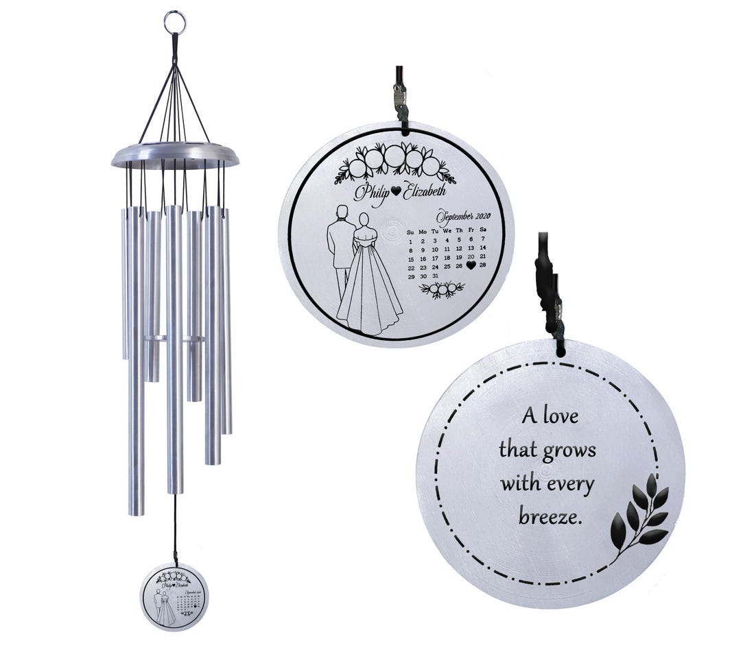Personalized Wedding Wind Chime: Custom Names & Date, Aluminum - Etsy
