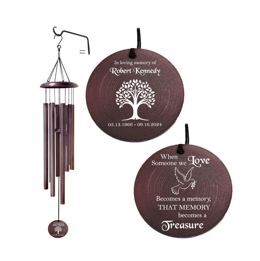 Personalized Memorial Wind Chime Sympathy Gift Custom Engraved Memorial ...